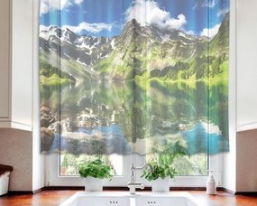 DIMEX | Hotové záclony - kusová fotozáclona Jezero VO-140-005 | modrá, šedá, bílá, zelená | 140 x 120 cm