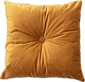 Sametový polštář Velvet s knoflíkem barva žlutá látka lesklé, sametová