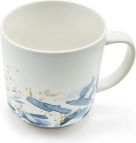 Hrnek Meno Tahy, 400 ml – porcelán New Bone China, akvarelové tahy a zlaté detaily
