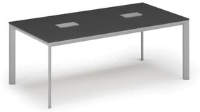 Stůl INVITATION 2000 x 1000 x 740, grafit + 2x stolní zásuvka TYP III, stříbrná