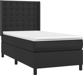 Box spring postel s matrací černá 100x200 cm umělá kůže 3132483
