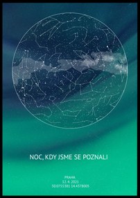 Plakát Hvězdná mapa vašeho životního okamžiku Velikost: A3 - 29,7x42 cm, Volba rámu: bez rámu, Vzhled: Červená hvězdná mlha