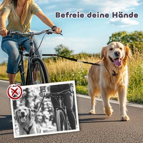 PawHut vodítko na kolo pro psy Snadná instalace a demontáž Vodítko pro psy na kolo, cyklistiku, výcvik, běhání, černé
