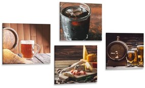 Set obrazů nápoje s chutným občerstvením - 4x 60x60 cm