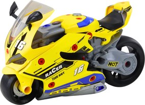 LEAN Toys Rozebíratelný motocykl 2v1 DIY dílna světla zvuky kouř žlutý 43 cm