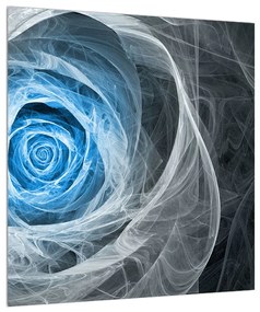 Abstraktní obraz modré růže (40x40 cm)