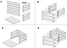 AMADEA Dřevěná skládací bedýnka z masivního dřeva, 34x24x15 cm, zvýšená nosnost