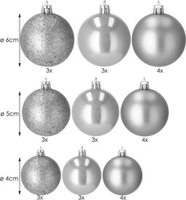 Vánoční baňky stříbrno-šedé mix - 4/5/6cm, sada 30ks