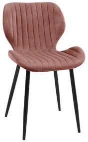 Sametová čalouněná prošívaná židle Apas pudrově růžová