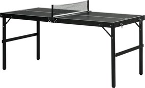 Skládací pingpongový stůl SPORTNOW s hliníkovým rámem - Přenosný tenisový stůl sítě pro vnitřní a venkovní použití 152x76x72 cm Černý