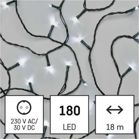 Vánoční osvětlení EMOS D4AC09 ZY2159 180LED řetěz 18m studená bílá 8 programů svícení