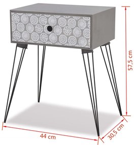 Noční stolek s 1 zásuvkou - obdélníkový | šedý