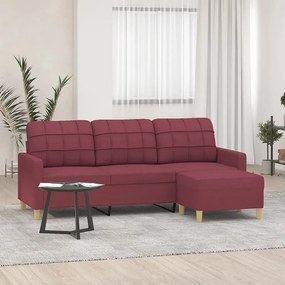 3místná pohovka s podnožkou vínová 180 cm textil 3201007