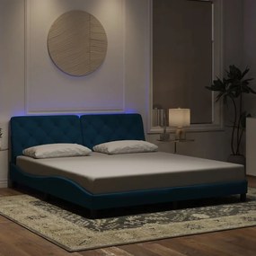 Rám postele s LED bez matrace modrý 180 x 200 cm samet 3213871