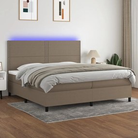 Box spring postel s matrací a LED taupe 200x200 cm textil