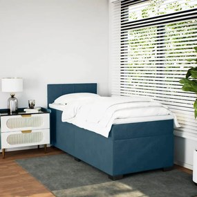 Box spring postel s matrací tmavě modrá 100x200 cm samet 3286238