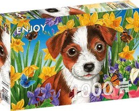 ENJOY Puzzle Štěňátko v zahradě / 1000 dílků / od 14 let