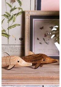Světle hnědý dřevěný dekorativní delfín – 32x5x3 cm