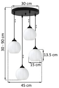 Závěsné svítidlo Costa, 4x bílé skleněné stínítko, b, o
