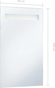Koupelnové nástěnné zrcadlo s LED osvětlením | 60x100 cm