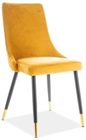 Jídelní čalouněná židle NOPI velvet žlutá/černá/zlatá