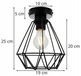 Stropní svítidlo FUSION 1, 1x černé drátěné stínítko