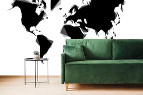 Samolepící tapeta abstraktní mapa světa v černobílém provedení - 300x200 cm