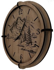 Li-Go "Hory" Dřevěné hodiny 32/50 cm Provedení rámu, povrchu: dub světlý, rozměr obrazu: 32 cm