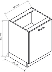 ALFASHOP ZOYA dolní D60 P/L dub