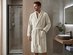 Pánský mikroplyšový župan VELVET TOUCH 118 cm, světle béžový