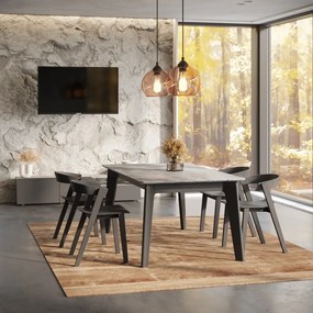 Černý rozkládací jídelní stůl s deskou v dekoru betonu 100x180 cm Shadow – TemaHome