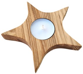Svícen na 1 čajovou svíčku Dřevo: Jasan, Tvar: Hvězda