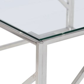 Konferenční stolek stříbrný nerezová ocel a tvrzené sklo - Default Title