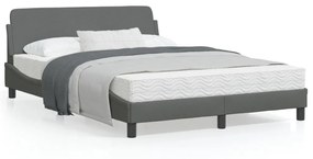 vidaXL Rám postele s čelem tmavě šedý 140x190 cm textil
