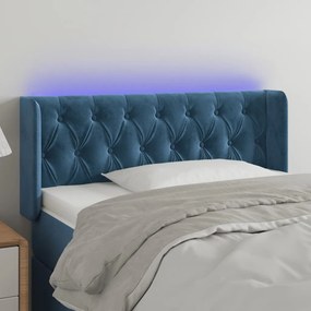 Čelo postele s LED tmavě modré 103 x 16 x 78/88 cm samet 3123618