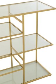 Zlatý antik kovový regál se skleněnými policemi Doree gold - 120*40*91 cm