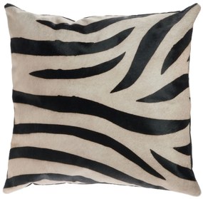 Černo-bílý kožený polštář s výplní Zebra -  44*14*43cm