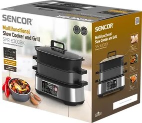 SENCOR SPR 6300BK černá / Multifunkční pomalý hrnec a gril / 1360W / 6