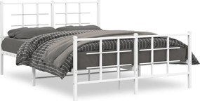 vidaXL Kovový rám postele s hlavovým a nožním čelem 140 x 190 cm [355628] Barva: Bílá