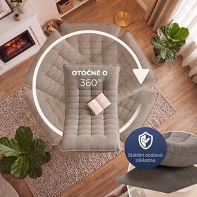 Lenoška ABERDEEN CORD, žebrovaný potah, 87×60×105 cm, šedohnědá (taupe) Casaria