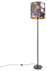 Romantická stojací lampa černá s odstínem květu 40 cm - Simplo