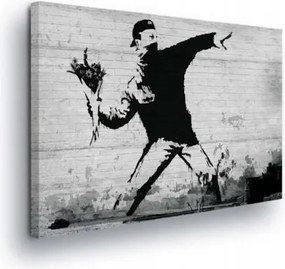 Obraz 80x60 Banksy Květinář pouliční umění graffiti šablona protest pokoj