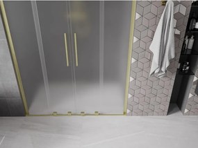 Mexen Velar L Duo, posuvné sprchové dveře do otvoru 140 cm, 8mm sklo námraza, zlatá matná, 871-140-003-32-55