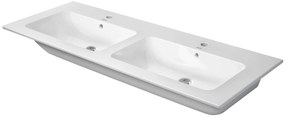 Duravit ME by Starck - Dvojumyvadlo nábytkové 130x49 cm, s přepadem, 2 otvory pro baterie, bílá 2336130000