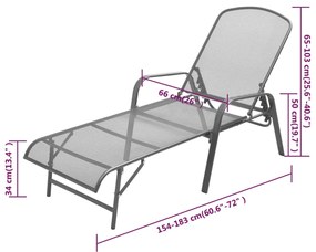 vidaXL Zahradní lehátko ocelové antracitové