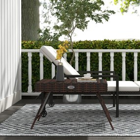 Outsunny ratanový skládací zahradní stůl hnědý 60x41x41cm ideální na balkon a terasu
