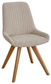 Béžová čalouněná židle s dřevěnými nohami R25 Bari