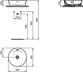 Ideal Standard Ipalyss - Umyvadlo na desku ø 400 mm, s přepadem, bílá E141301