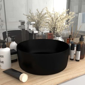 Luxusní umyvadlo kulaté matné černé 40 x 15 cm keramické 147019