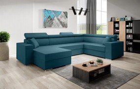 Rozkládací rohová sedačka SVENIA BIS GO U 340x210cm - rozklad a úložný prostor tyrkysová - Soro 86 pravý roh